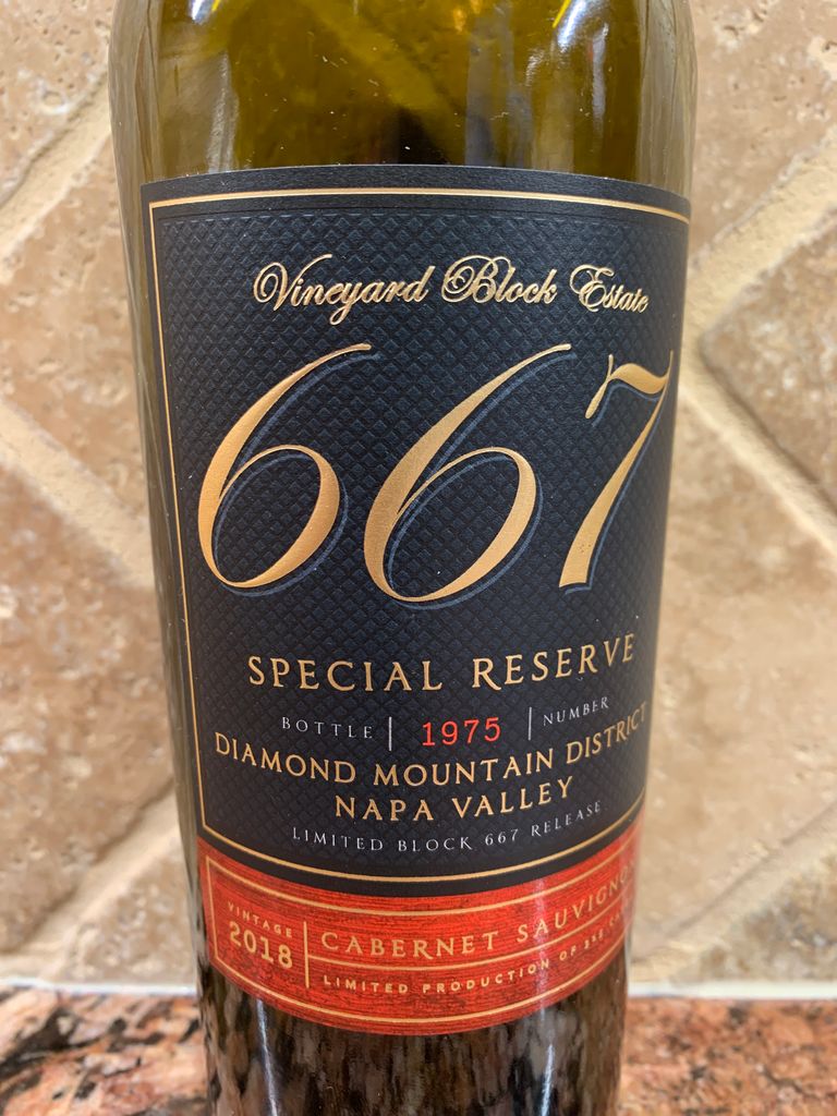 2018 Vineyard Block Estate Cabernet Sauvignon 667 Special Reserve, USA ...