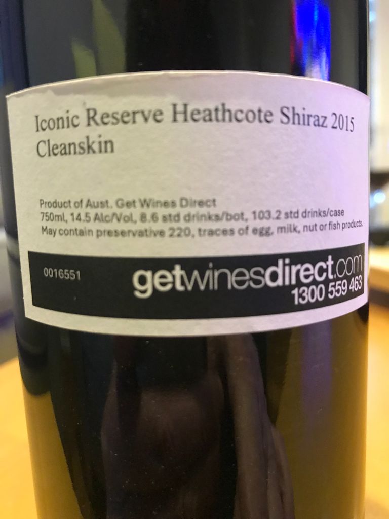 2015 Cleanskin Shiraz (Heathcote Estate), Australia, Victoria, Central ...