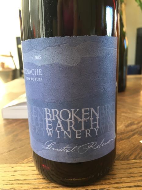 2015 Broken Earth Winery Grenache, USA, California, Central Coast, Paso ...