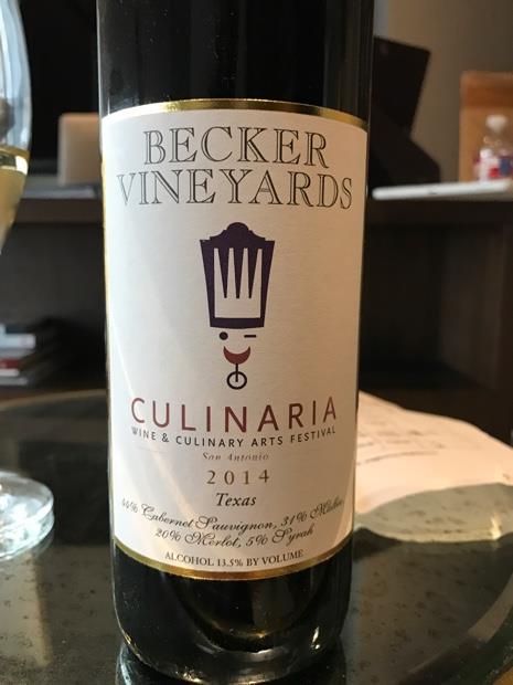 2014 Becker Vineyards Culinaria, USA, Texas, Texas High Plains ...