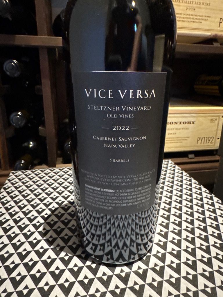 2022 Vice Versa Cabernet Sauvignon Steltzner Vineyard, USA, California ...