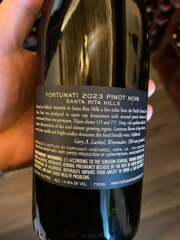 2023 Fortunati Pinot Noir, USA, California, Central Coast, Sta. Rita ...
