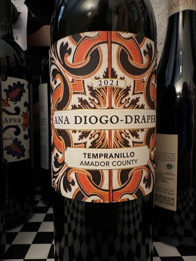 2021 Ana Diogo-Draper Tempranillo Amador County, USA, California ...
