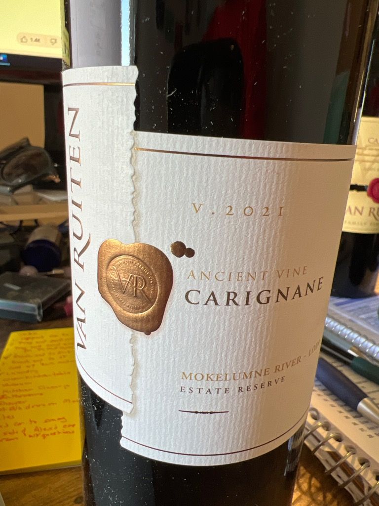 2021 Van Ruiten Carignane Ancient Vine Reserve James Ranch, USA ...