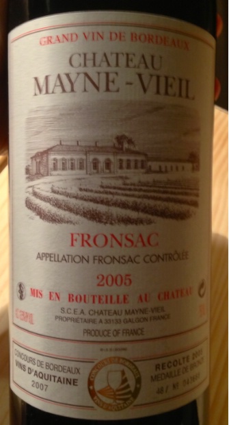 2005 Château Mayne-Vieil, France, Bordeaux, Libournais, Fronsac ...