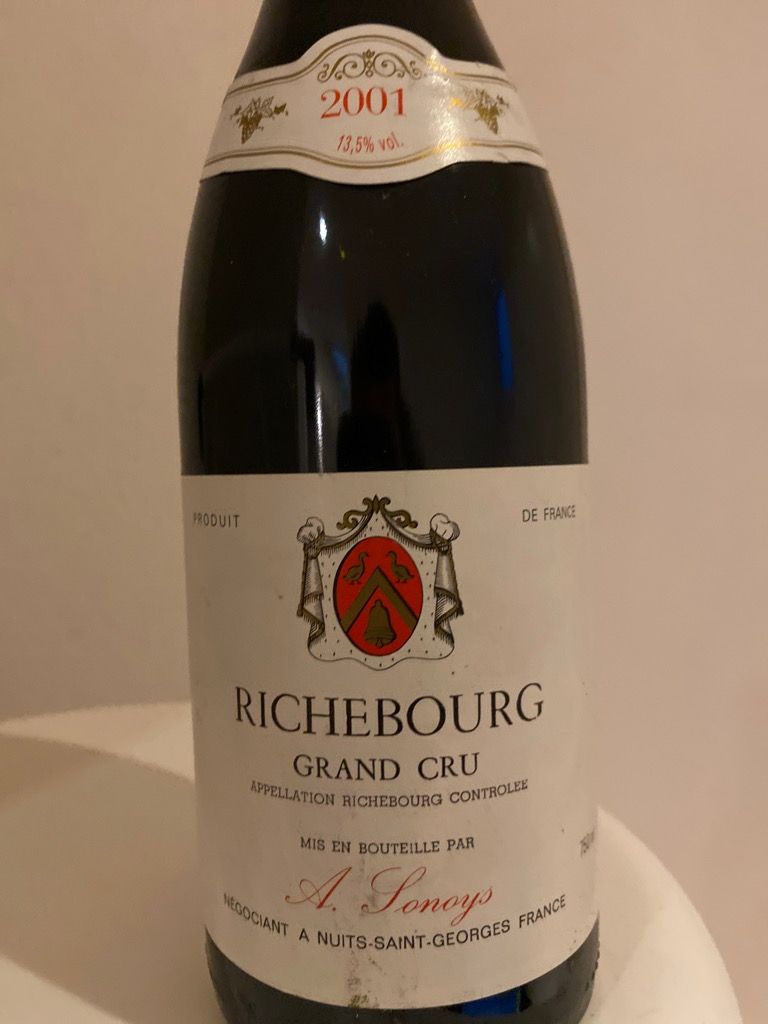 2001 A. Sonoys Richebourg, France, Burgundy, Côte de Nuits, Richebourg ...