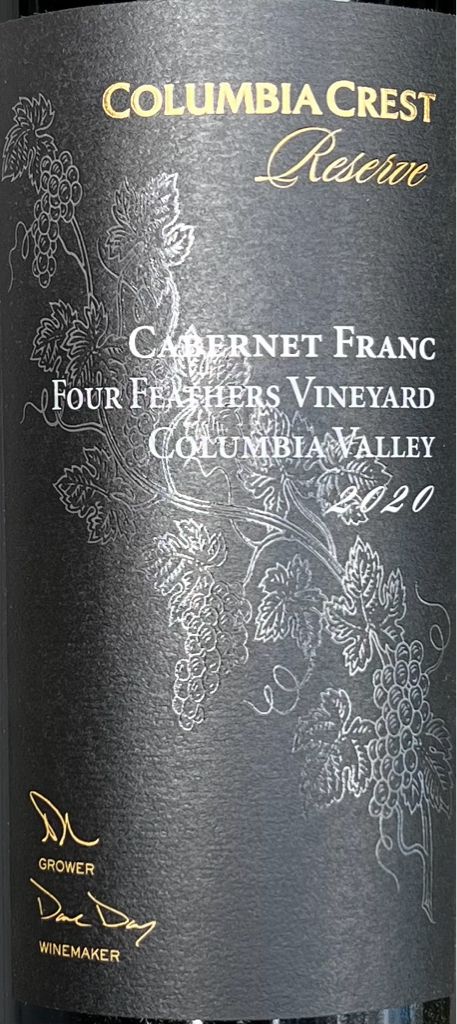 2020 Columbia Crest Cabernet Franc Reserve Four Feathers Vineyard, USA ...