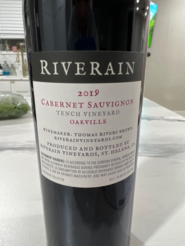 2019 Riverain Cabernet Sauvignon Tench Vineyard, USA, California, Napa ...