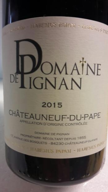 2015 Domaine de Pignan Châteauneuf-du-Pape, France, Rhône, Southern ...