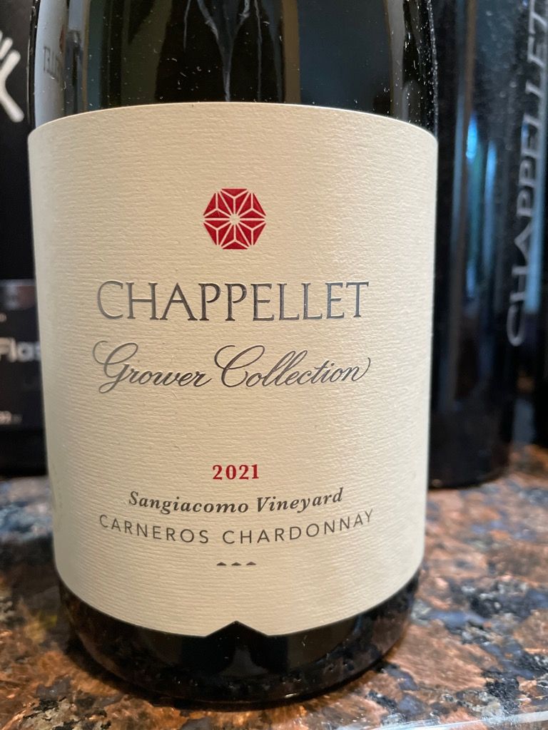 2021 Chappellet Chardonnay Grower Collection Sangiacomo Vineyard, USA ...