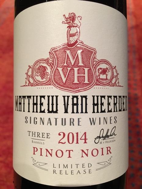 2015 Matthew Van Heerden Pinot Noir Signature Wines, South Africa, Cape ...
