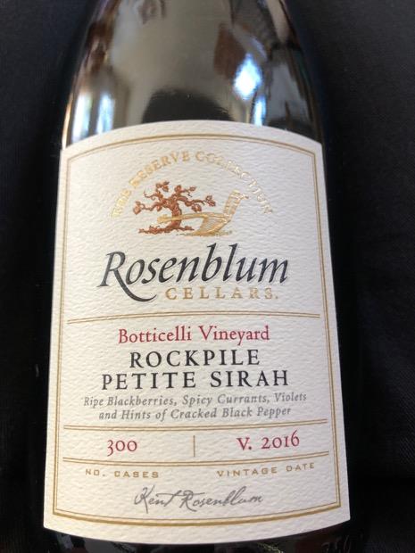 2016 Rosenblum Cellars Petite Sirah Reserve Rockpile Road Vineyard, USA ...