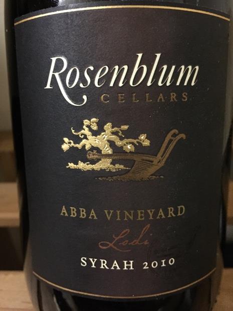 2010 Rosenblum Cellars Syrah Abba Vineyard, USA, California, Central ...