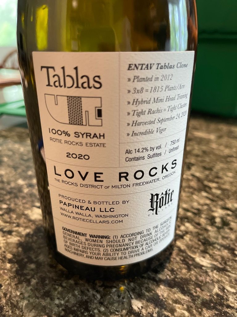 2020 Rôtie Cellars Syrah Love Rocks Tablas, USA, Oregon, The Rocks ...