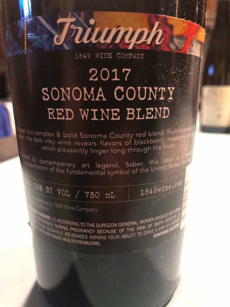 2017 1849 Wine Company Triumph, USA, California, Sonoma County ...