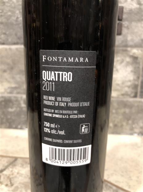 2011 Fontamara Quattro, Italy, Abruzzi, Terre di Chieti IGT - CellarTracker