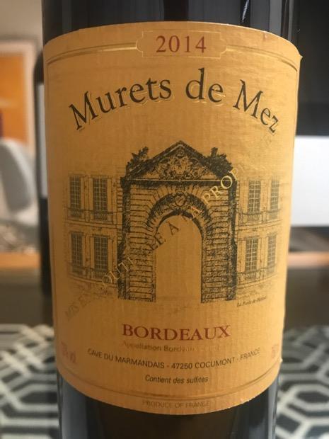 2014 Cave du Marmandais Murets de Mez, France, Bordeaux - CellarTracker