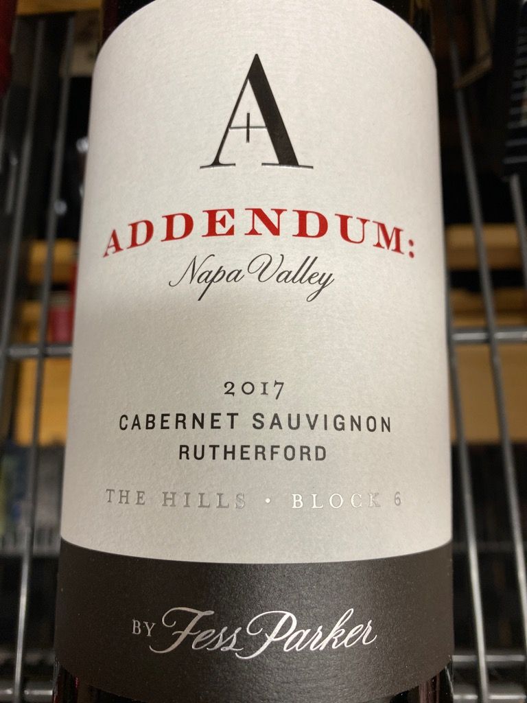 2018 Addendum Wines Cabernet Sauvignon The Hills Block 6, USA ...