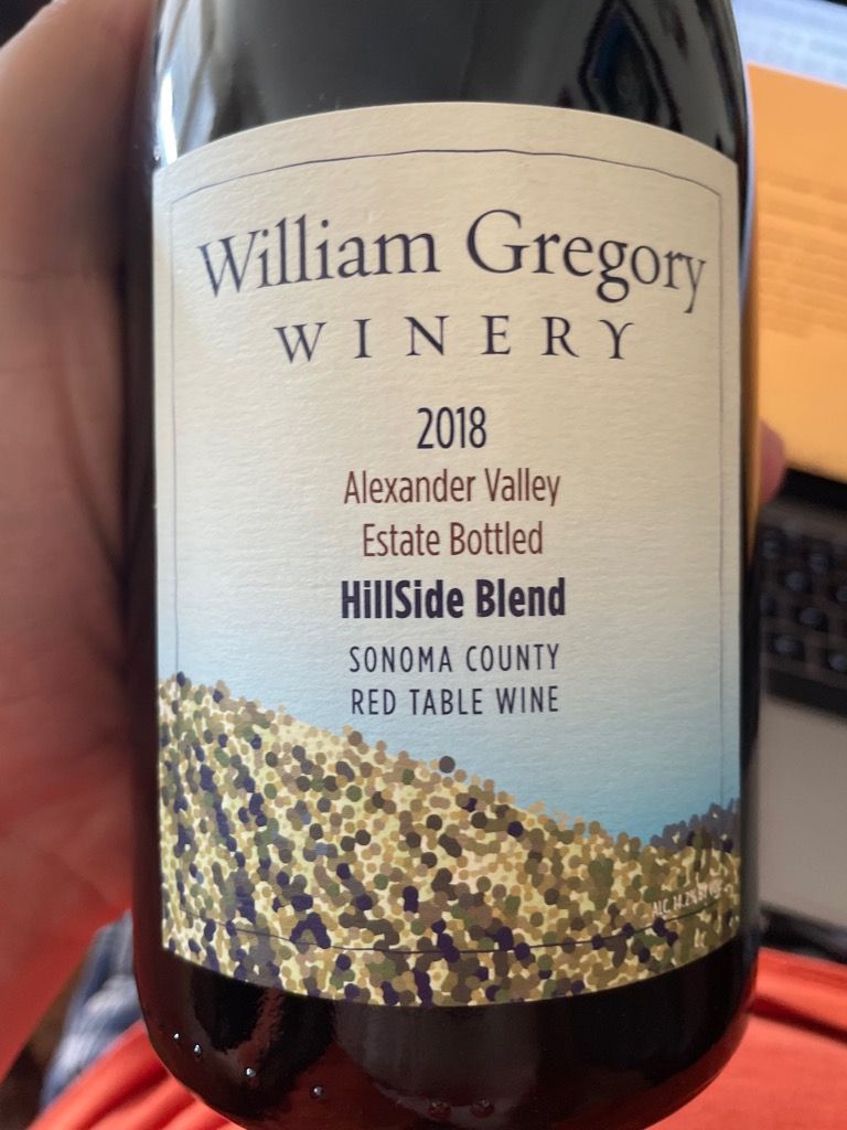 2018 William Gregory Winery Hillside Blend, USA, California, Sonoma ...