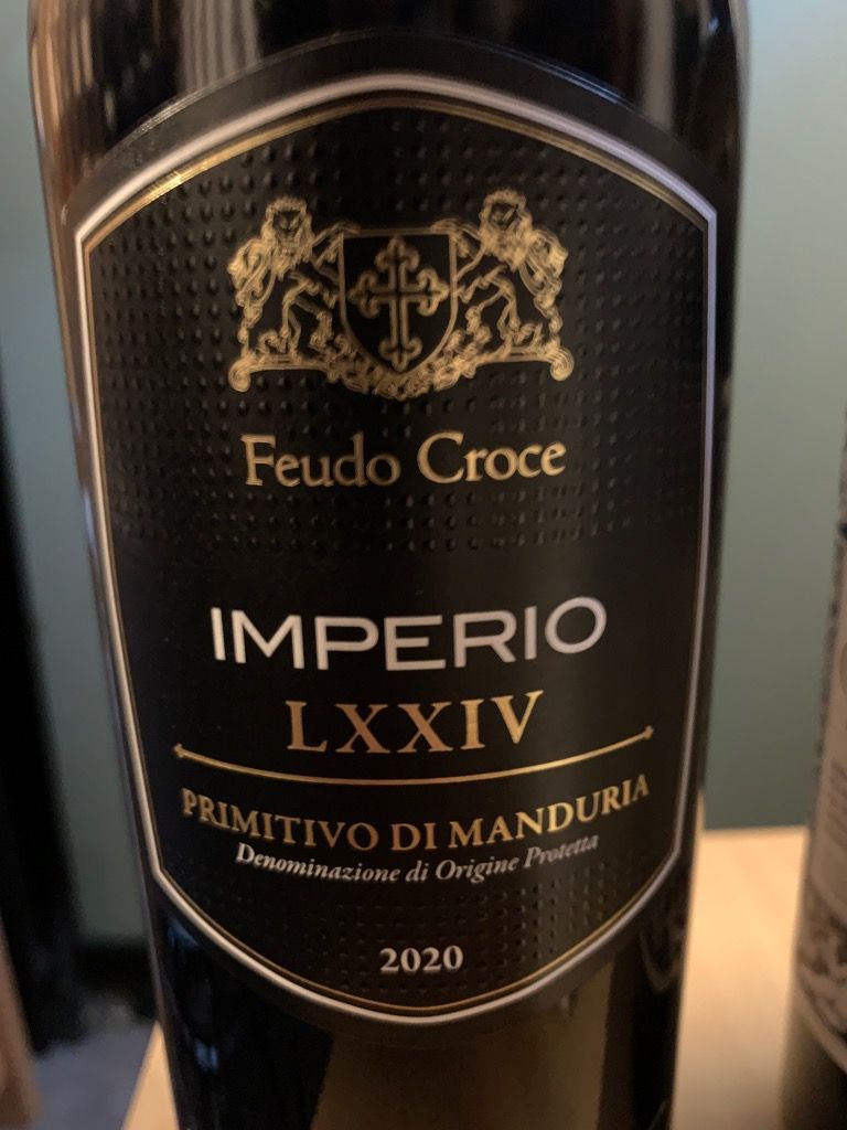2020 Feudo Croce Primitivo di Manduria Imperio LXXIV, Italy, Puglia ...