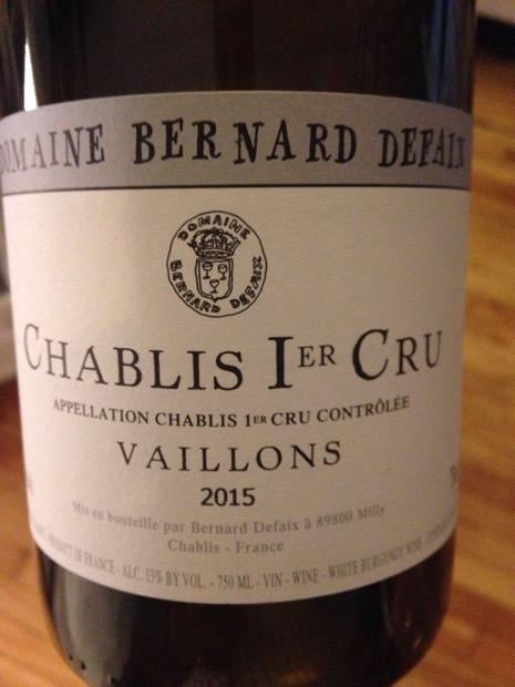 2015 Domaine Bernard Defaix Chablis 1er Cru Vaillons, France, Burgundy ...