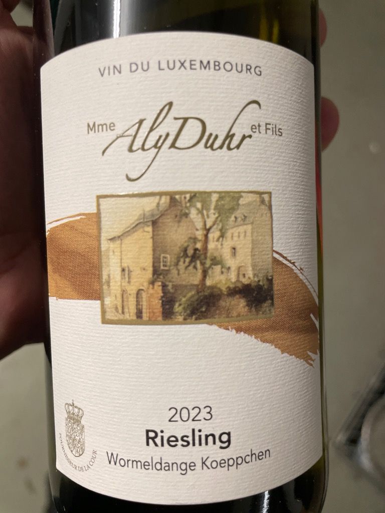 2023 Mme Aly Duhr & Fils Riesling Wormeldange Koeppchen, Luxembourg ...