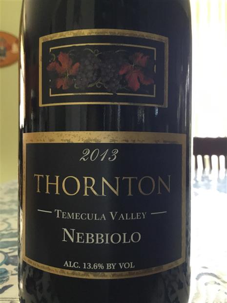 2010 Thornton Nebbiolo, USA, California, South Coast, Temecula Valley ...
