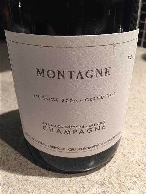 2014 Raphaël & Vincent Bérêche Champagne Grand Cru Montagne Extra Brut ...