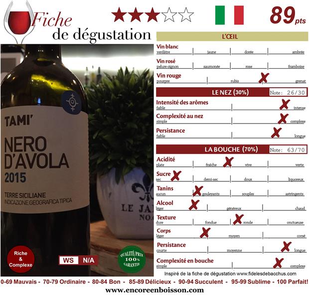 2015 Tami' Nero d'Avola, Italy, Sicily, Sicilia - CellarTracker