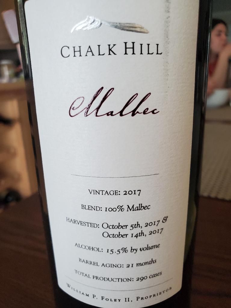 2017 Chalk Hill Malbec, USA, California, Sonoma County, Chalk Hill - CellarTracker
