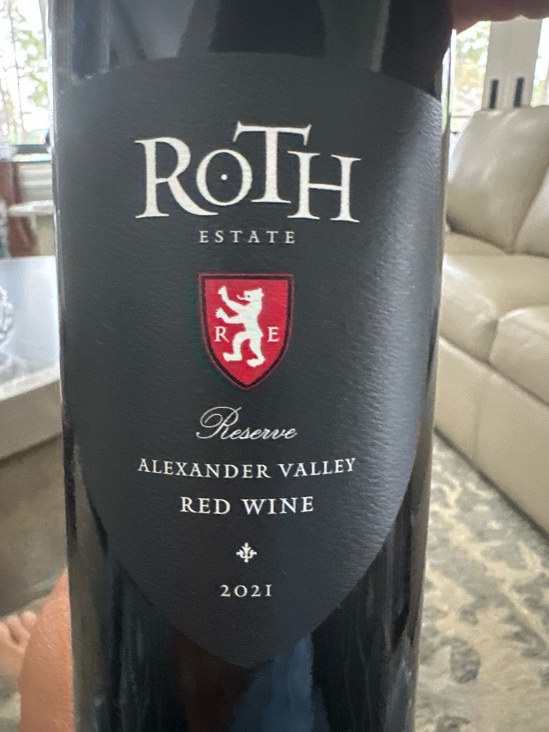 2021 Roth Estate Reserve, USA, California, Sonoma County, Alexander ...