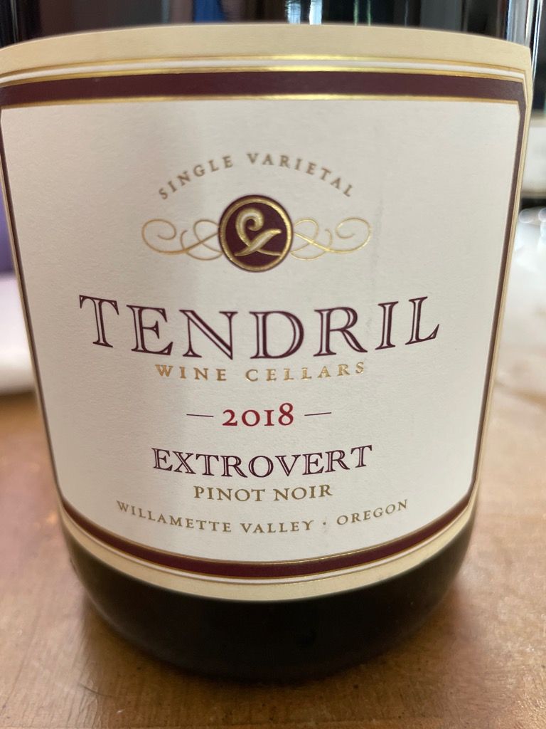 2018 Tendril Wine Cellars Pinot Noir Extrovert, USA, Oregon, Willamette ...