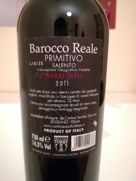 2011 Vecchia Torre Barocco Reale Salento IGT, Italy, Puglia, Salento ...