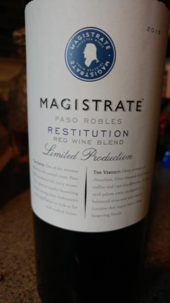 2015 Magistrate Vineyards Restitution Red Wine Blend, USA, California ...