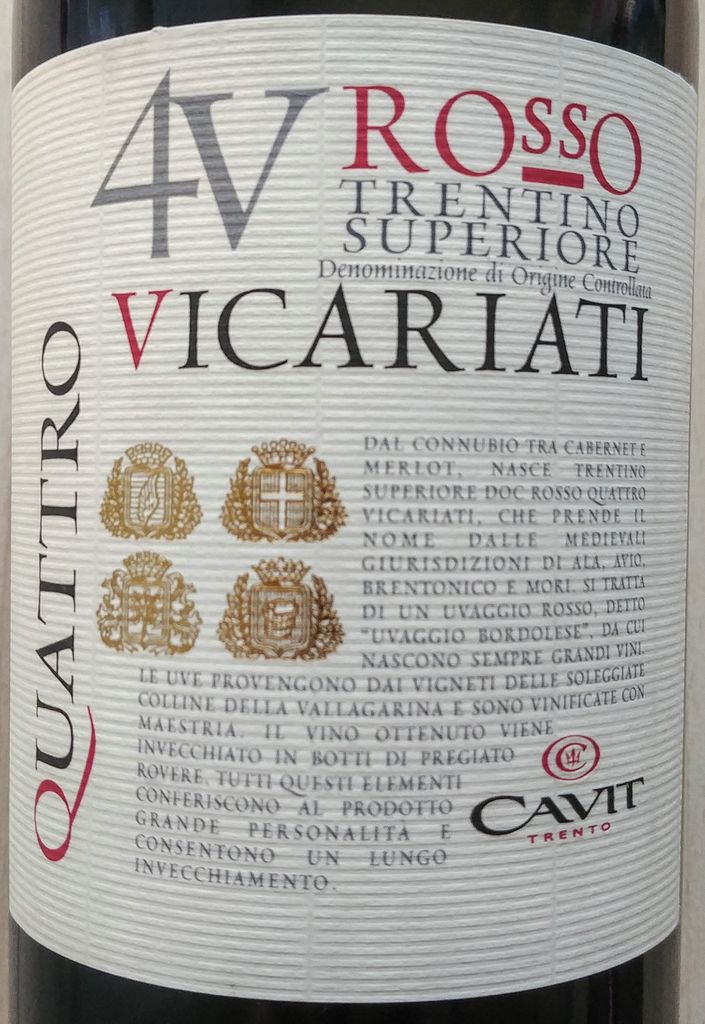 2013 Cavit Trentino Superiore 4V Quattro Vicariati, Italy, Trentino ...