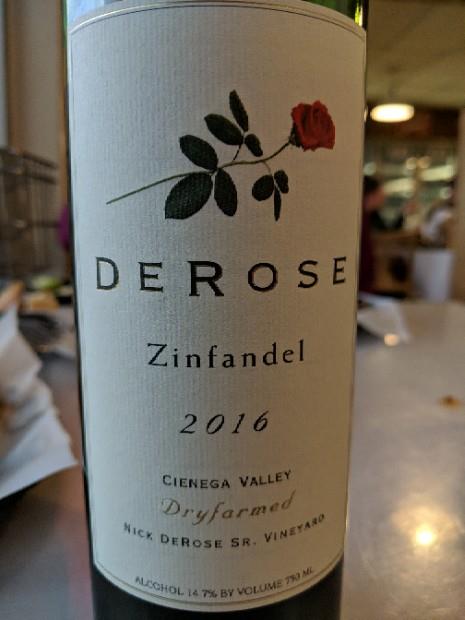 2015 DeRose Zinfandel, USA, California, Central Coast, Cienega Valley ...