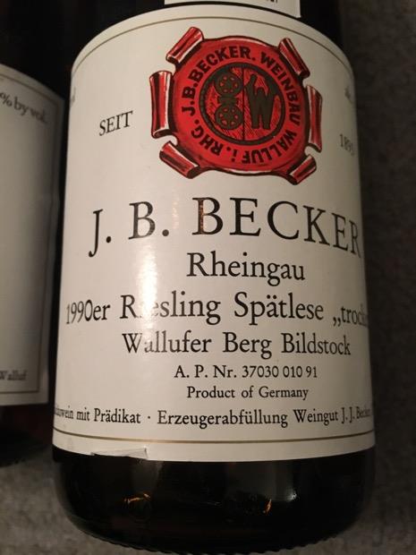 1988 J.B. Becker Wallufer Berg Bildstock Riesling Spätlese trocken ...