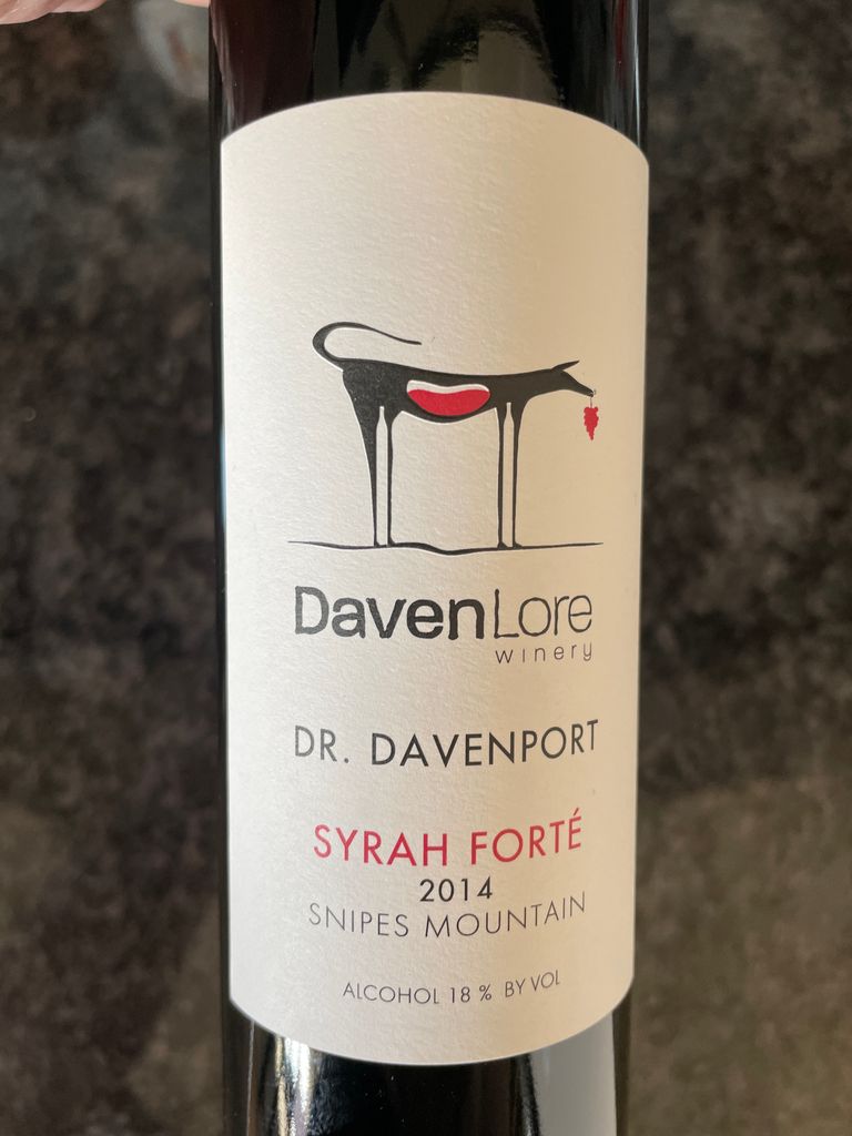 2014 Daven Lore Winery Dr. Davenport Syrah Fortè, USA, Washington ...