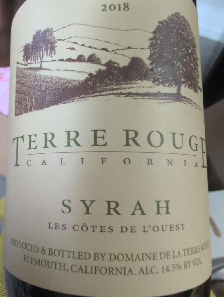2018 Domaine de la Terre Rouge Syrah Les Cotes de l'Ouest, USA ...