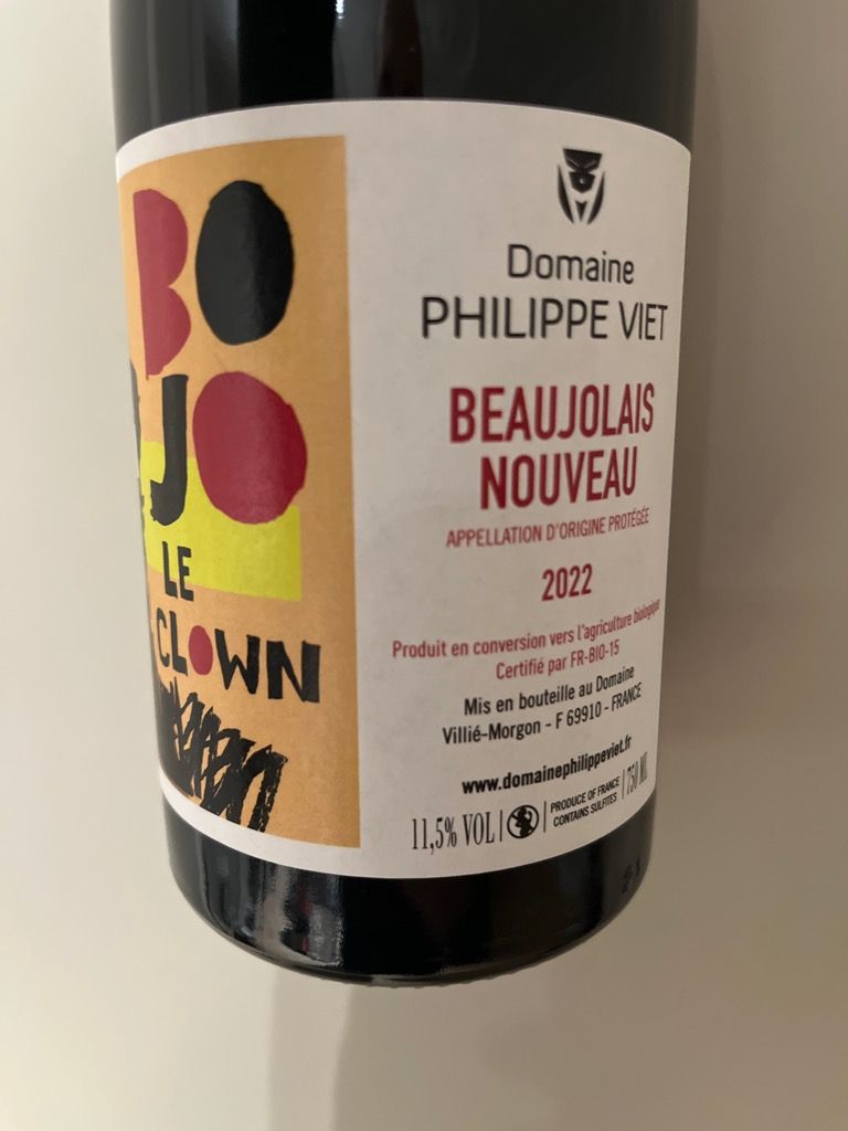 2022 Philippe Viet Beaujolais Nouveau Bojo le Clown, France, Burgundy ...