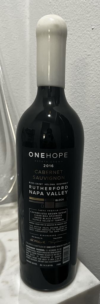 NV One Hope Cabernet Sauvignon Estate 8 Block 1&5, USA, California ...