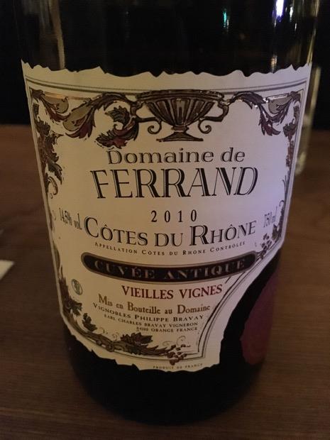 2010 Domaine de Ferrand Côtes du Rhône Cuvée Antique Vieilles Vignes ...