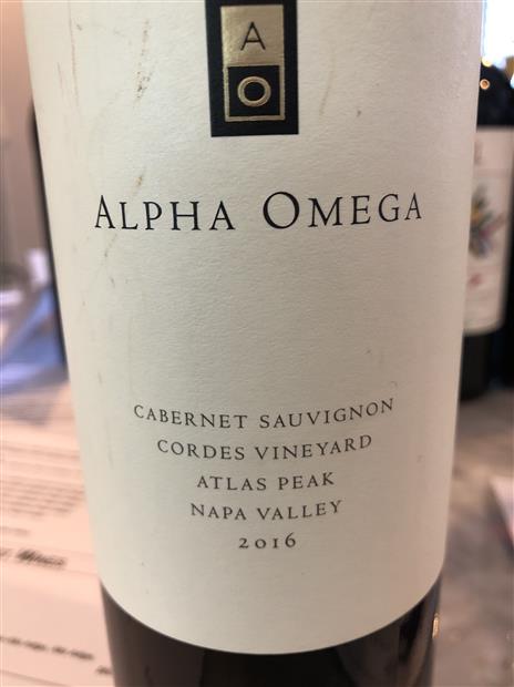 2016 Alpha Omega Cabernet Sauvignon Cordes Vineyard, USA, California ...