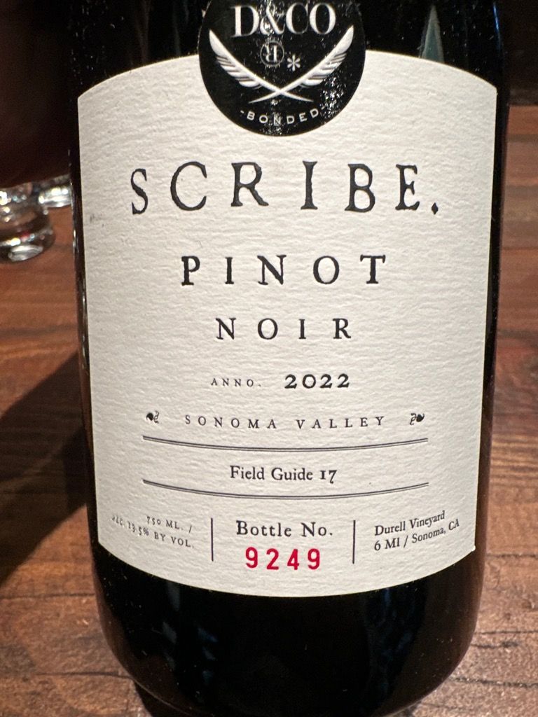 2023 Scribe Pinot Noir Field Guide 17 Durell Vineyard, USA, California ...