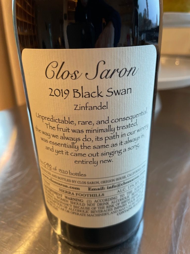 2022 Clos Saron Zinfandel Black Swan, USA, California, Sierra Foothills ...