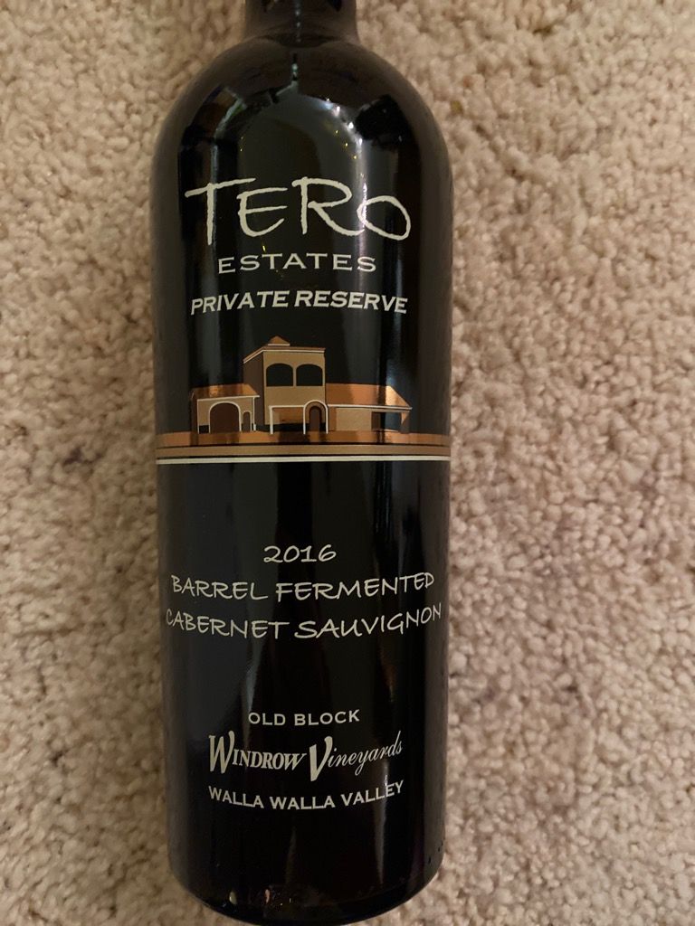 2016 Tero Estates Cabernet Sauvignon Private Reserve Barrel Fermented ...