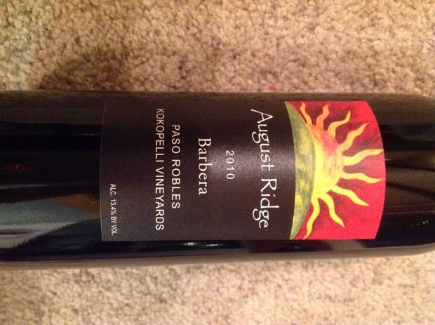 2010 August Ridge Barbera, USA, California, Central Coast, Paso Robles ...