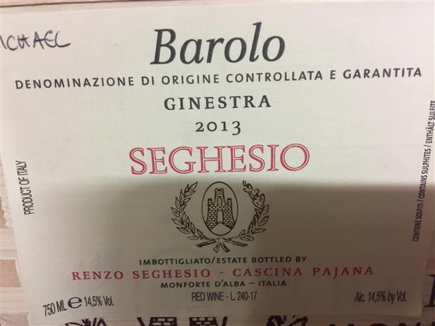 2013 Renzo Seghesio Barolo Ginestra, Italy, Piedmont, Langhe, Barolo ...