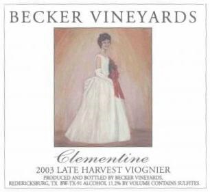 2003 Becker Vineyards Viognier Clementine, USA, Texas, Texas Hill ...