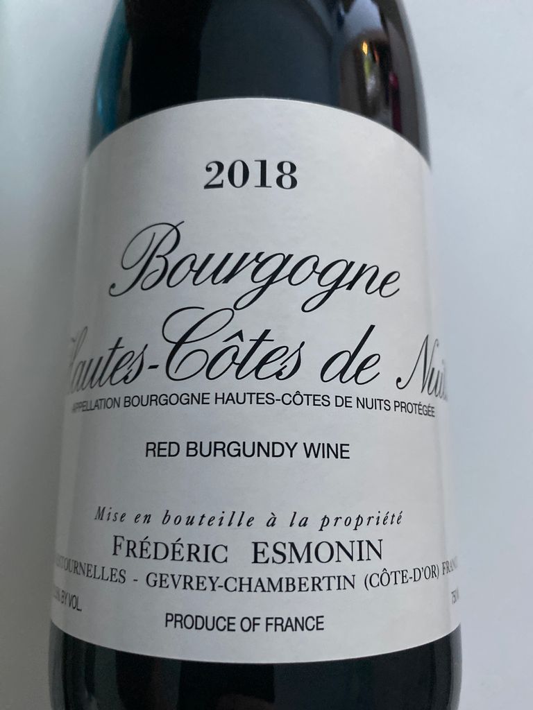2018 Frederic Esmonin Bourgogne Hautes-Côtes de Nuits, France, Burgundy ...